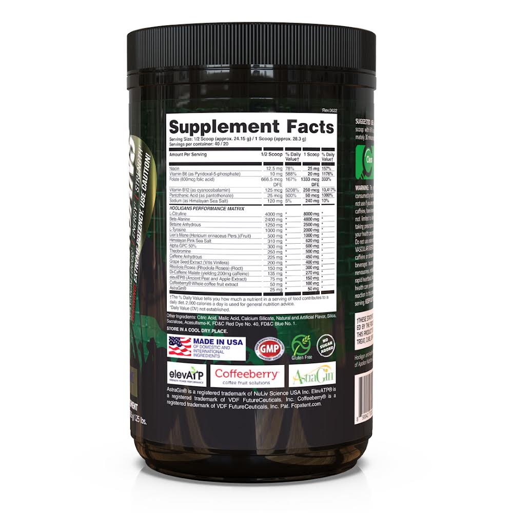 Hooligan Pre-workout (V6 Brand New) | Apollon Nutrition